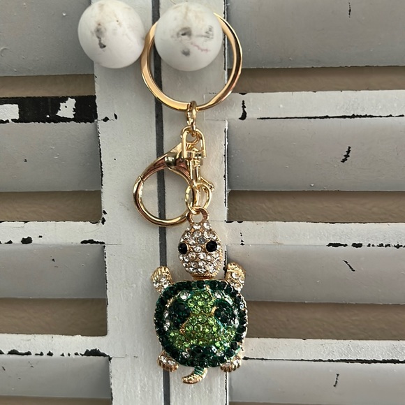 Accessories | Green Crystal Bling Turtle Keychainbag Charm | Poshmark